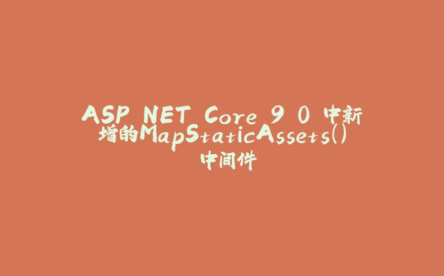 ASP.NET Core 9.0 中新增的MapStaticAssets() 中间件 - 拾光赋